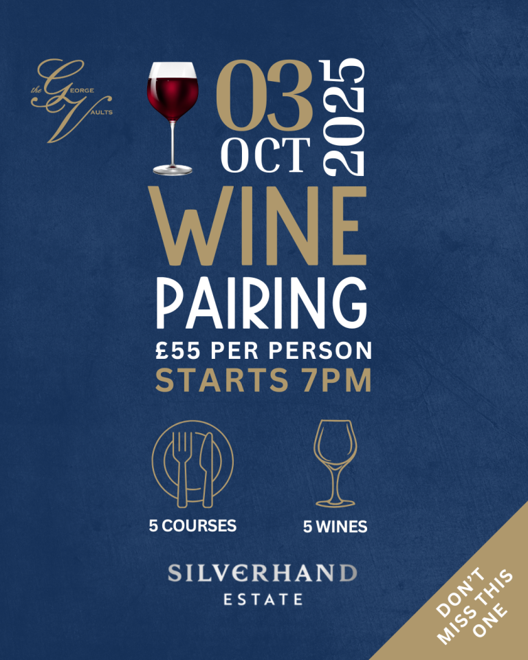 Wine Pairing – 5 Courses, 5 Wines – The George Vaults